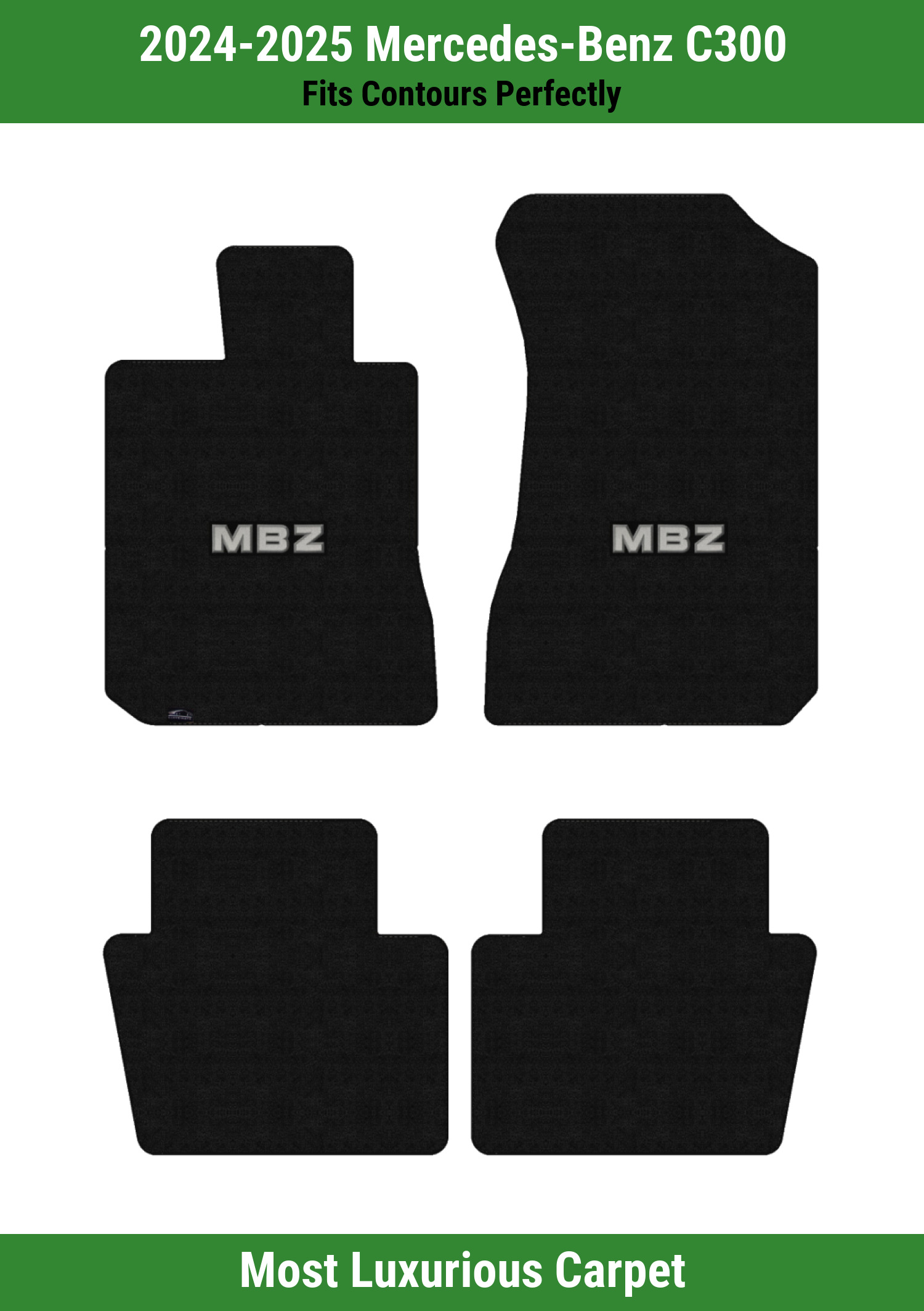 Lloyd Luxe Front & Rear Carpet Mats for '24-25 Mercedes-Benz C300 w/MBZ ...